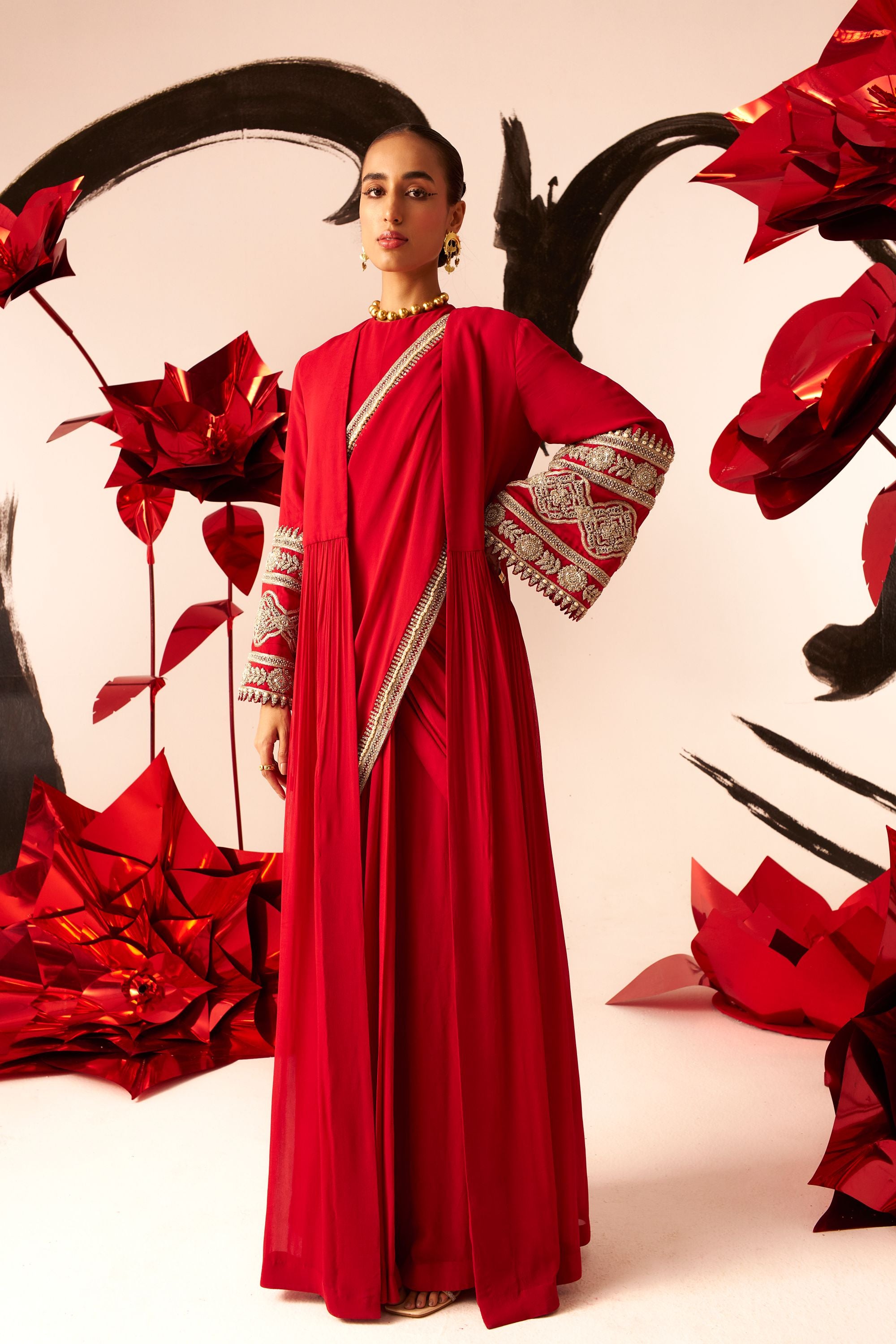 Retro Red Jacket & Saree – Bhumika Sharma